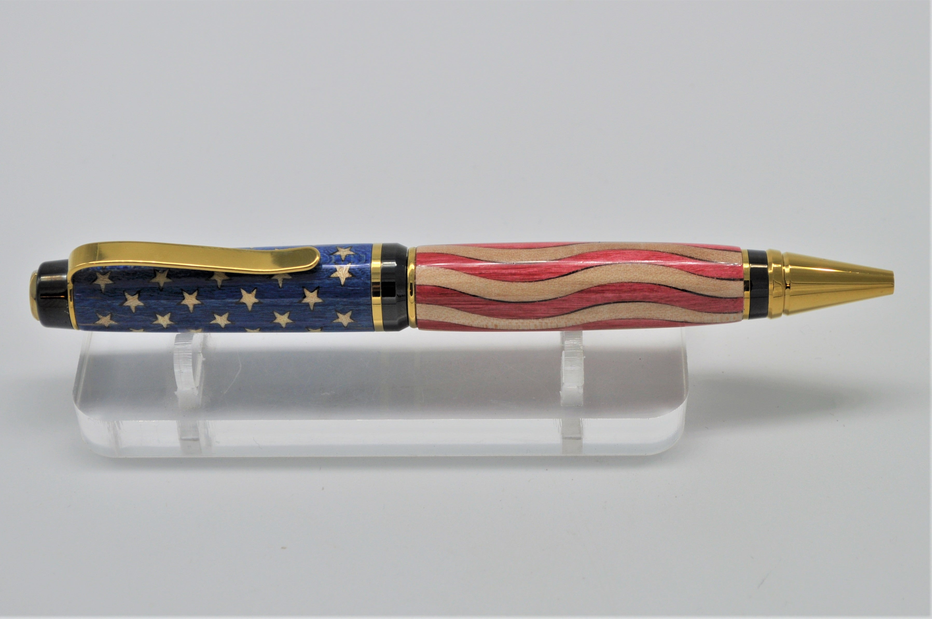 Wood Pen Patriotic U.S. American Wood Flag Hand Inlaid Stars and Strip ...